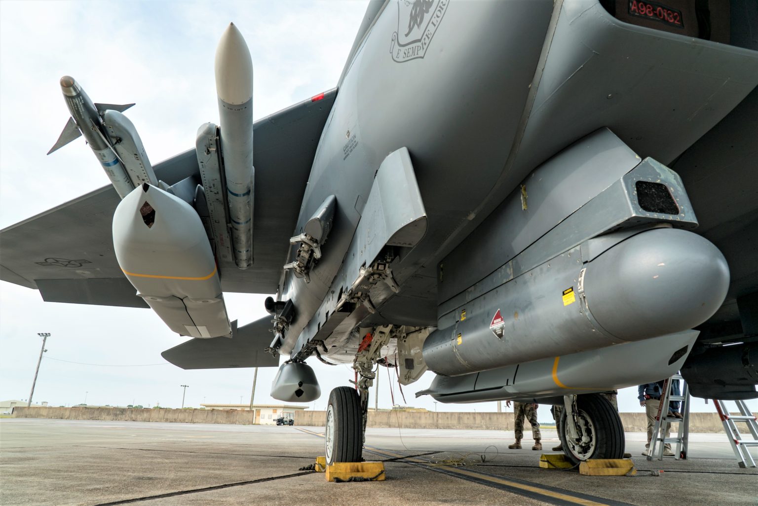 Eglin Testers Load Five JASSMs onto an F-15E | Air & Space Forces Magazine
