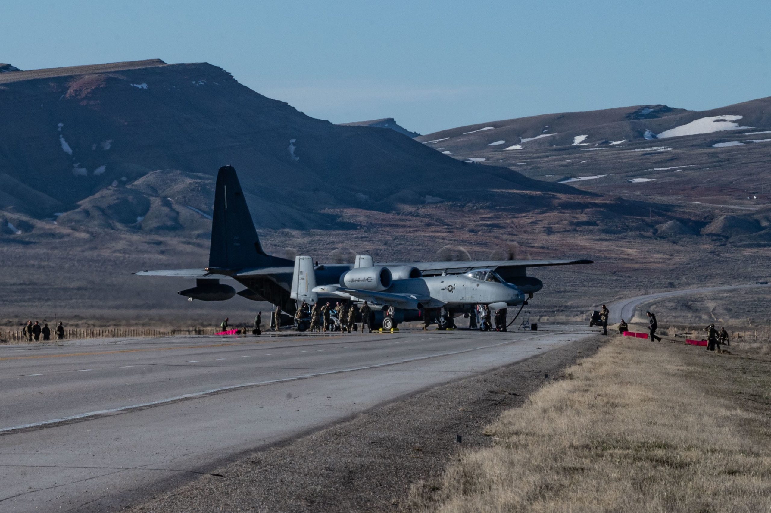 Warthogs, Reaper, and MC-130 Land and Take Off from Wyoming Highway in ...